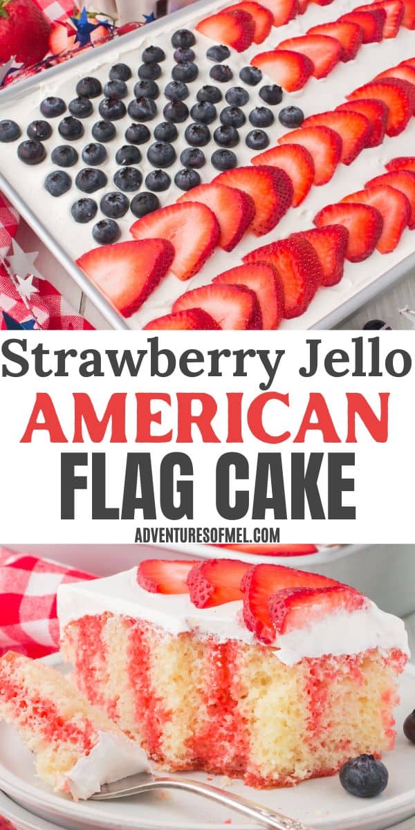 Easy Strawberry Jello American Flag Cake (Extra Moist) - Adventures of Mel