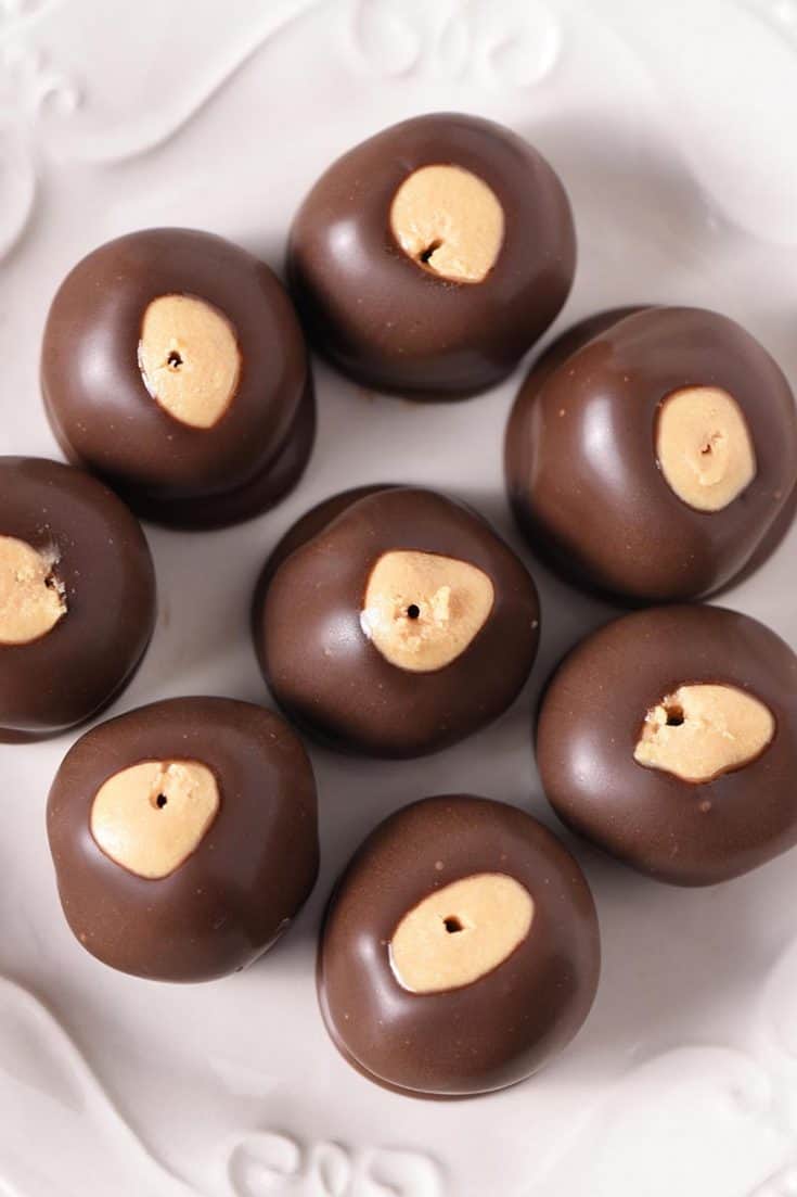 Easy 4 Ingredient Buckeyes Peanut Butter Balls Recipe | Adventures of Mel