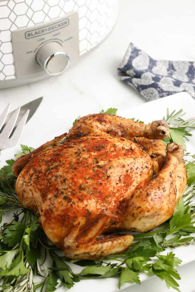 Easy Slow Cooker Whole Chicken Recipe With Vegetables - Adventures of Mel