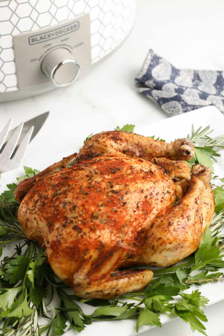 Easy Slow Cooker Whole Chicken Recipe With Vegetables - Adventures of Mel