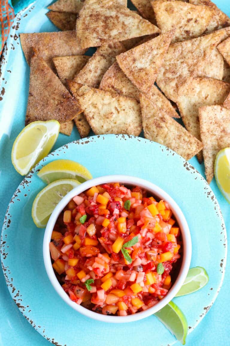 Simple and Easy Fruit Salsa Recipe With Cinnamon Chips - Adventures of Mel