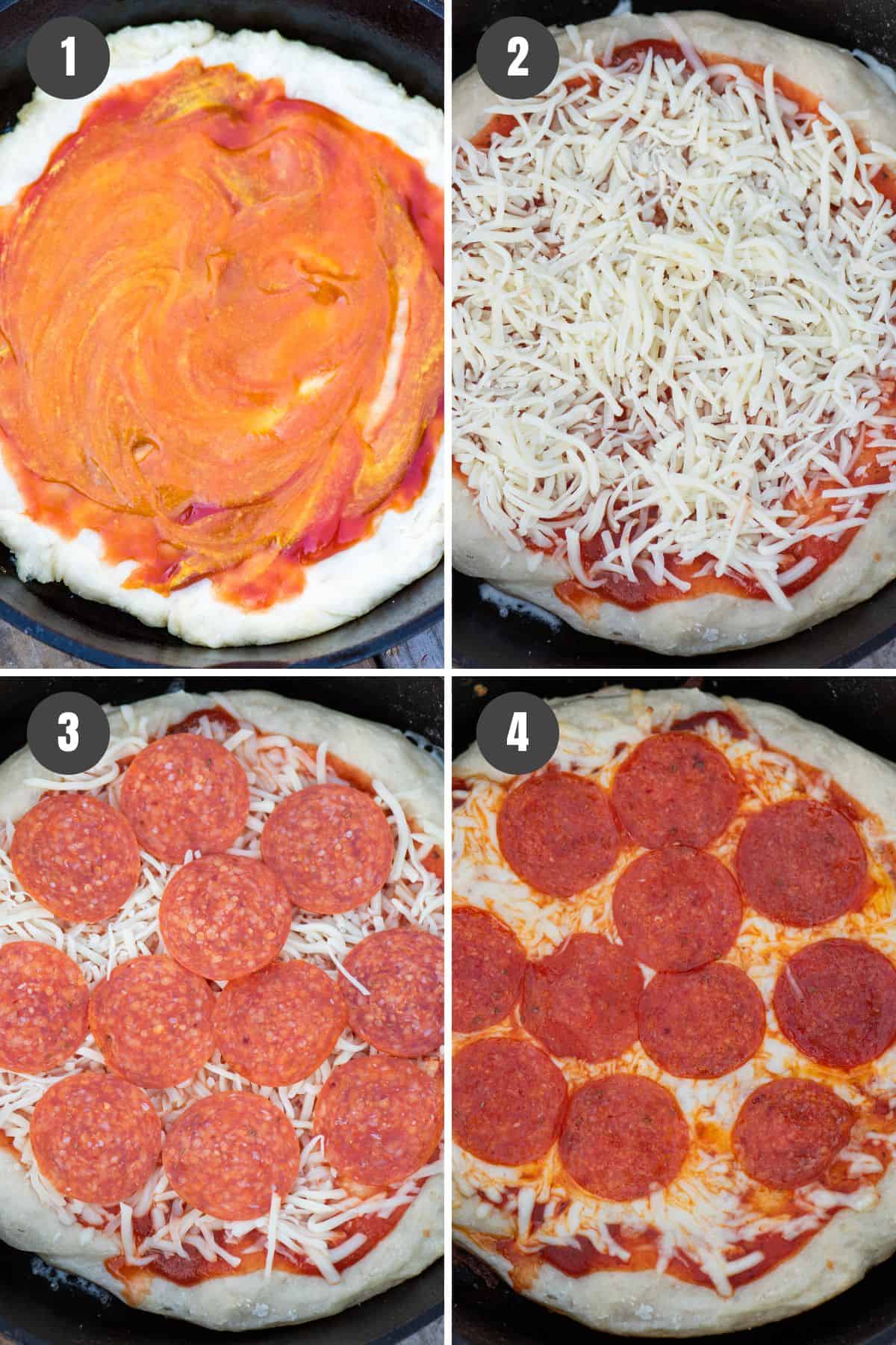 Easy Pepperoni Cast Iron Pizza Recipe From Scratch - Adventures of Mel