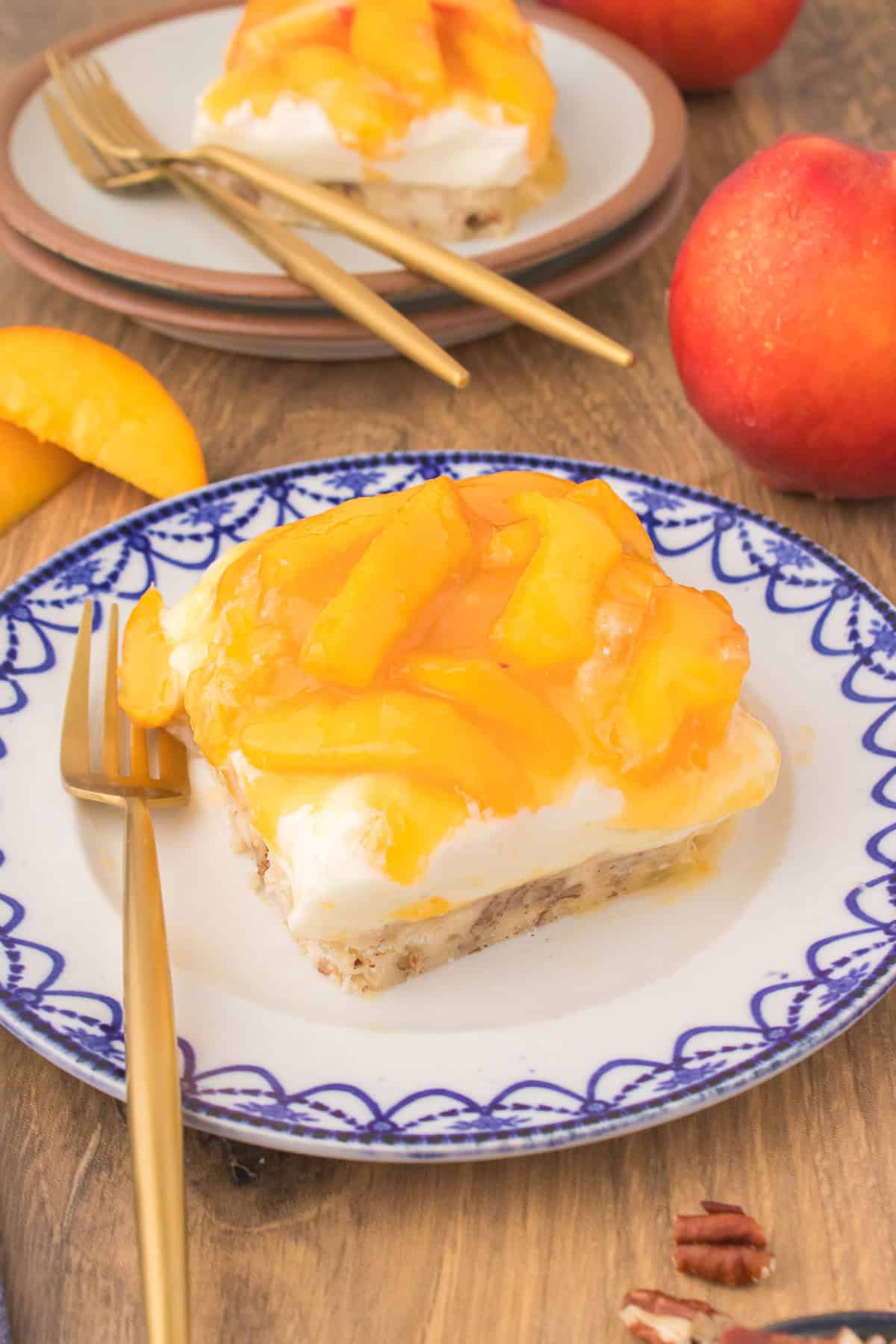 Old-Fashioned Peach Delight Layered Dessert with Buttery Crust ...