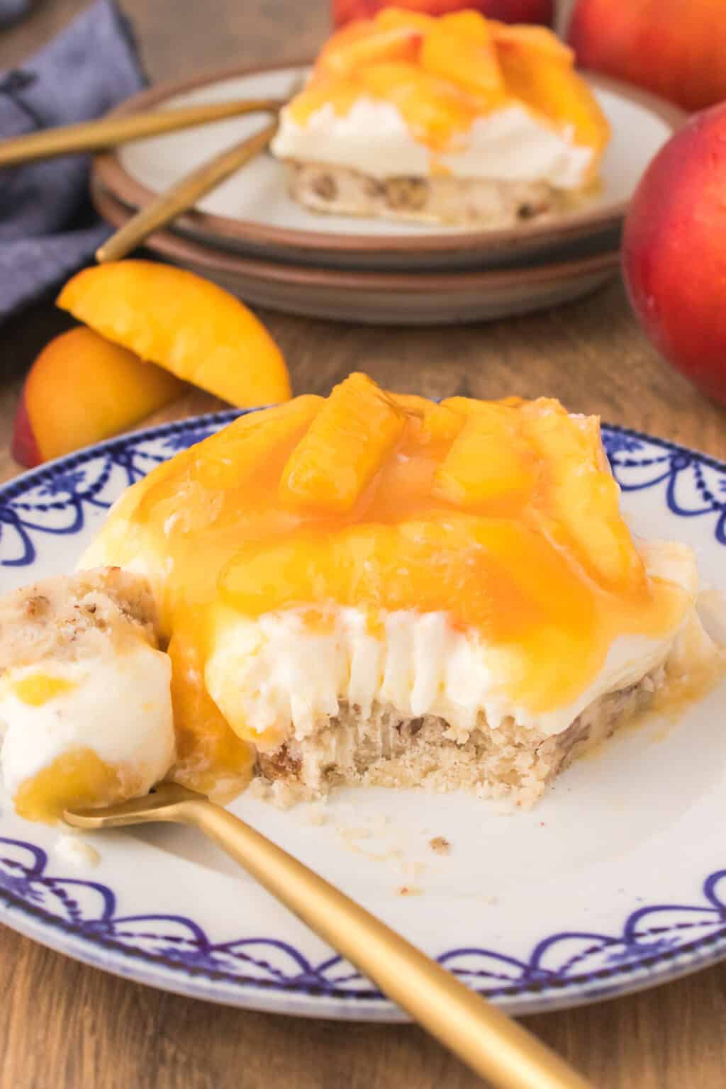Old-Fashioned Peach Delight Layered Dessert with Buttery Crust ...