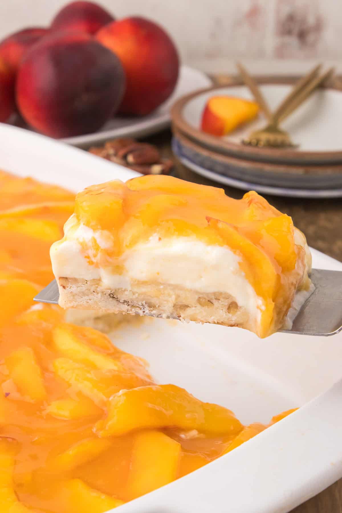 Old-Fashioned Peach Delight Layered Dessert with Buttery Crust ...